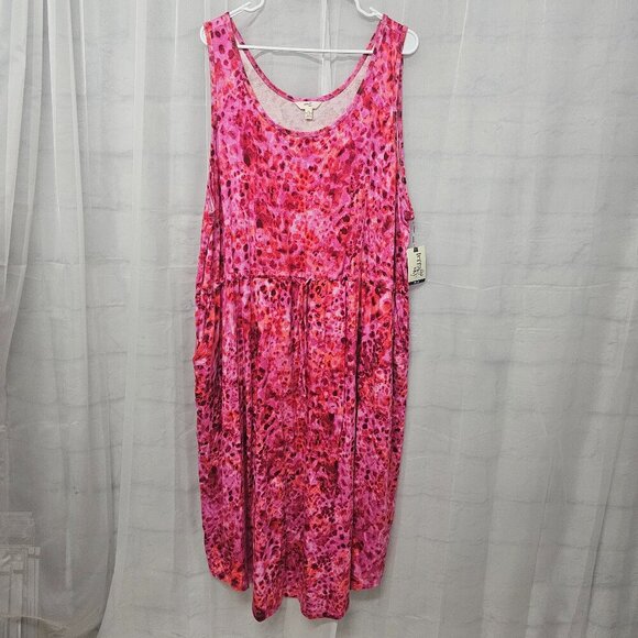 Terra & Sky | Dresses | Terra Sky Pink Sleeveless Leopard Dress Midi ...